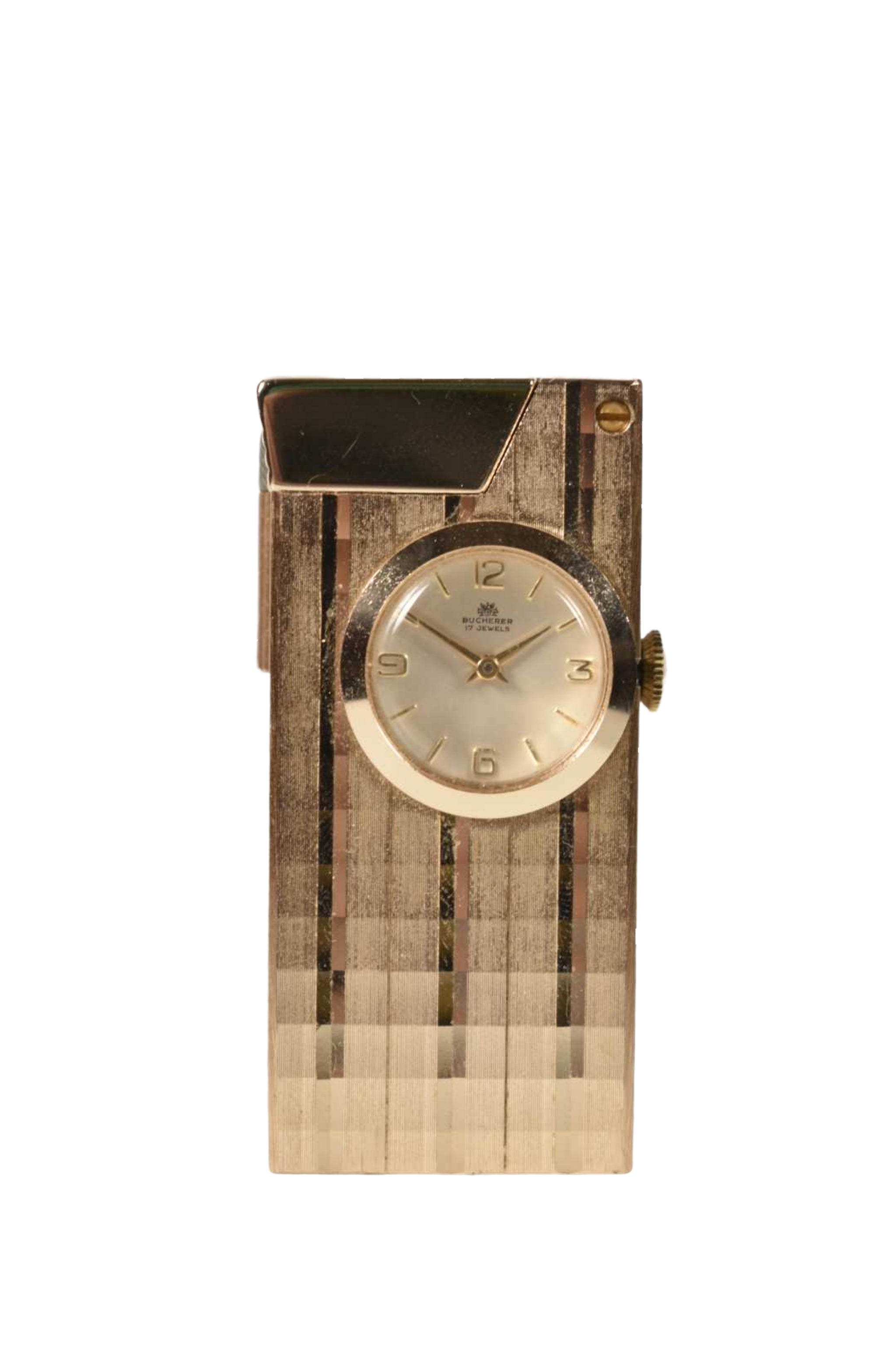1960s BUCHERER Gold Tone Manual Wind Watch Lighter NOS Swiss Made